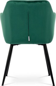 Autronic Jídelní židle, potah zelená sametová látka, kovové nohy, černý matný lak PIKA GRN4