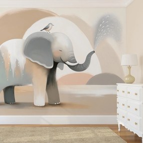 Fototapeta - Slůně v pastelových barvách (245x170 cm)