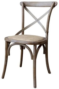 Přírodní dřevěná židle s ratanovým výpletem Old French chair - 45*40*88 cm