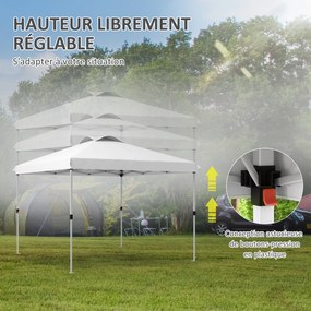 Outsunny Skládací Zahradní Altán 3 x 3m s Přepravní Taškou na Kolečkách a Nastavitelnou Výškou | Aosom
