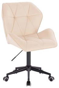 LuxuryForm DESIGN Otočná židle MILANO MAX VELUR na černé podstavě s kolečky - krémová