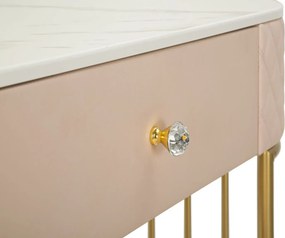 Toaletní stolek Sharon s taburetem ekokůže růžový/zlatý