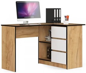 Počítačový stůl B16 pravá - dub craft/bílá
