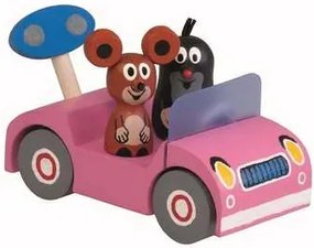 Detoa Dřevěné auto růžové - Krtek na výletě