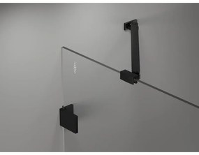 Mexen Lunar, pětiúhelníkový sprchový kout s levým sklonem 80 x 80 cm, 8mm čiré sklo, černý profil, 831-080L-080P-70-00-L