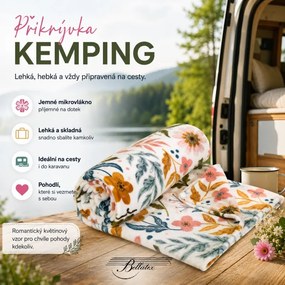 Bellatex Přikrývka  Kemping PLUS Růžová,Zelená,Bílá 150x200 cm