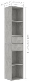 Petromila Knihovna betonově šedá 36 x 30 x 171 cm dřevotříska