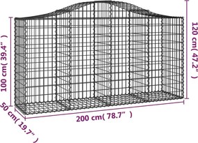 Klenuté gabionové koše 14ks 200x50x100/120cm pozinkované železo 3145652