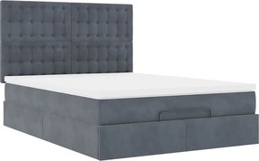 Osmanský rám postele s matracemi tmavě šedá 140x190cm samet 3314463