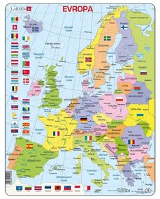 Larsen Vzdělávací puzzle Evropa Politická mapa 48 dílků