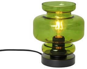 Retro stolní lampa černá se zeleným sklem - Denise