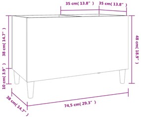 Skříňka na LP desky hnědý dub 74,5x38x48 cm kompozitní dřevo - Default Title