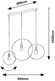 Rabalux 72019 - Lustr na lanku DILARA 3xE27/40W/230V