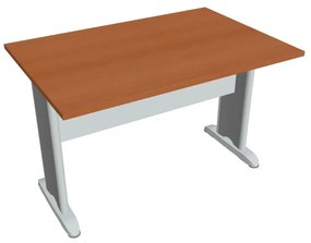 Stůl jednací rovný 120 cm - Hobis Cross CJ 1200 Dekor stolové desky: třešeň, Dekor lamino podnože: šedá, Barva nohou: Stříbrná