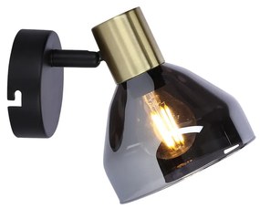 Candellux Černo-zlaté nástěnné svítidlo Gregory pro žárovku 1x E14