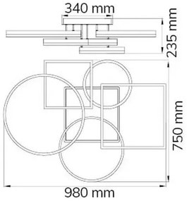 Wofi 11981 - LED Stmívatelný přisazený lustr VAASA LED/80W/230V