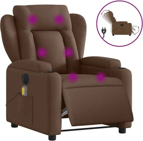 Elektrické masážní polohovací křeslo hnědé textil 3204474