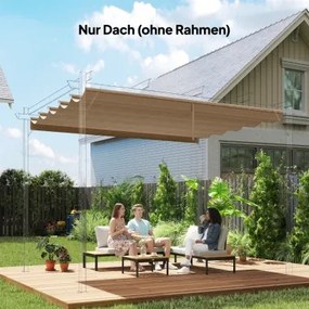 Outsunny Náhradní střecha pro 3 x 3 m pergolu, zasouvací, s odtokovými otvory pro déšť, odolná vůči počasí, polyester, 250 x 255 cm hnědá