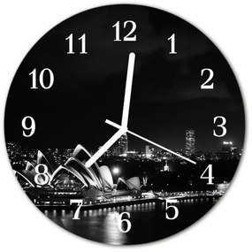 Nástěnné hodiny obrazové na skle - Město Sydney