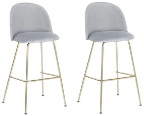 Sada 2 sametových šedých barových židlí ARCOLA Beliani
