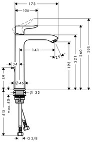 Hansgrohe Metris New, umyvadlová baterie s výpustí, chromová, 31183000