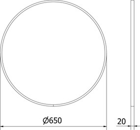 Mexen Loft, kulaté koupelnové zrcadlo 65 cm, barva rámu černá matná, 9850-065-065-000-70
