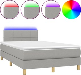 Box spring postel s matrací a LED světle šedá 120x190 cm textil 3270088