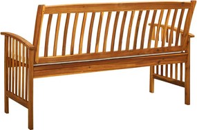 Zahradní lavice s poduškou 147 cm masivní akáciové dřevo 312134