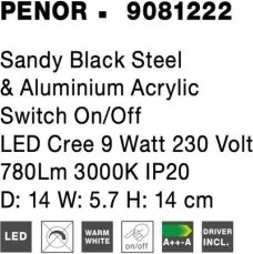 Nástěnné LED svítidlo NOVA LUCE PENOR 9W 3000K 9081222