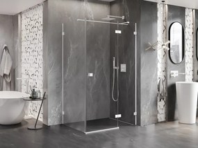 Mexen Lunar T, výklopný sprchový kout pravý 130 x 80 cm, 8mm čiré sklo, bílý profil, 834T-130-080-20-00-P