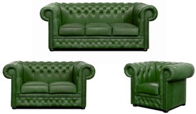 FN Sedací souprava Chesterfield Lord 3+2+1 kůže zelená