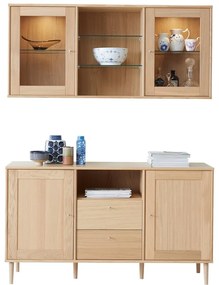 Set nástěnné vitríny s osvětlením a komody v dekoru dubu 133x136 cm Mistral - Hammel Furniture