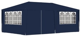 Profesionální party stan s bočnicemi 4 x 6 m modrý 90 g/m²,  48528