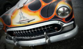 Vícedílný obraz Historické Auto S Plameny Nedostatek Nedostatek Plátno Canvas 250x150