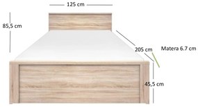Manželská postel 120 cm Noella (dub sonoma) (bez roštu a matrace). 1053142