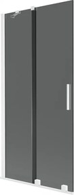 Mexen Velar, 2-křídlová posuvná vanová zástěna 90 x 150 cm, 8mm šedé sklo, bílá matná, 896-090-000-41-20