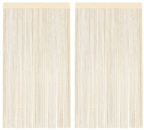 Provázkové záclony 2 ks 140 x 250 cm krémové 132403