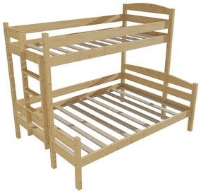 Vomaks Patrová postel s rozšířeným spodním lůžkem PPS 001 Rozměr: 90/140 x 200 cm, Barva: bezbarvý lak, Varianta: vlevo