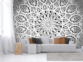 Tapeta bílá mandala (150x105 cm) - Murando DeLuxe
