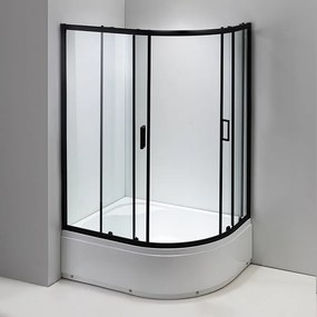 BPS-koupelny Asymetrický sprchový kout MAJA BL R 115x85 cm pravý, černá/transparent v setu s hlubokou sprchovou vaničkou