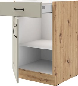 STILO ac | dolní skříňka 50 D 1F 1S se zásuvkou PREMIUM BOX | 50 cm | UNI dvířka | artisan/světle šedá