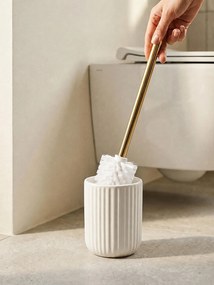 Sinsay - Rýhovaný keramický WC kartáč se zlatou rukojetí - krémová
