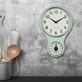 TFA 60.3073.20 RETRO mátově zelená / Nástěnné hodiny / kuchyňské s min