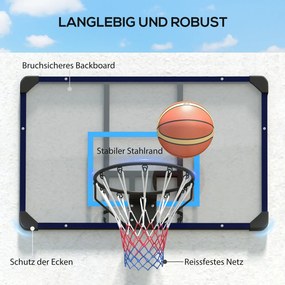 SPORTNOW nástěnný basketbalový koš Basketbalová deska s košem a sítí pro venkovní použití, ocel, 113 x 61 x 73 cm, ideální pro zahradu a hřiště | Aos…