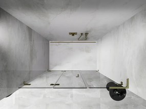 Mexen Lunar-F, L skládací levé sprchové dveře 140 cm, 8mm čiré sklo, zlatý matný profil, 836SL-140-050-55-00-L