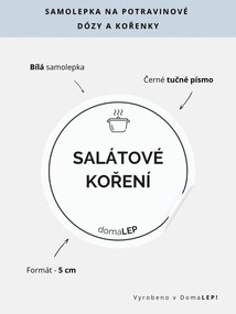Samolepka na kořenky SALÁTOVÉ KOŘENÍ bílá 5 cm tučné písmo