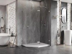 Mexen Lunar, pravý výklopný pětiúhelníkový sprchový kout 100 x 80 cm, 8mm čiré sklo, ocelový profil, 831-100P-080L-97-00-P