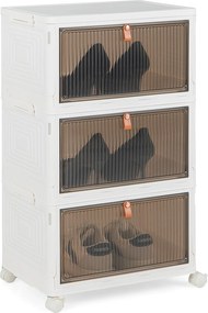 Costway 3-patrové úložné boxy s víkem a magnetickými průhlednými dveřmi