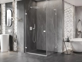 Mexen Lunar-B L, sklápěcí sprchový kout levý 90 x 70 cm, 8mm čiré sklo, bílý profil, 832L-090-070-20-00-L