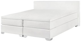 Kontinentální postel z umělé kůže 140 x 200 cm bílá PRESIDENT Beliani
